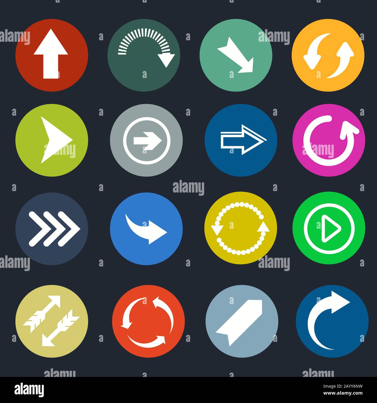 Color round arrow vector icons. Set of arrows directional, arrow ...