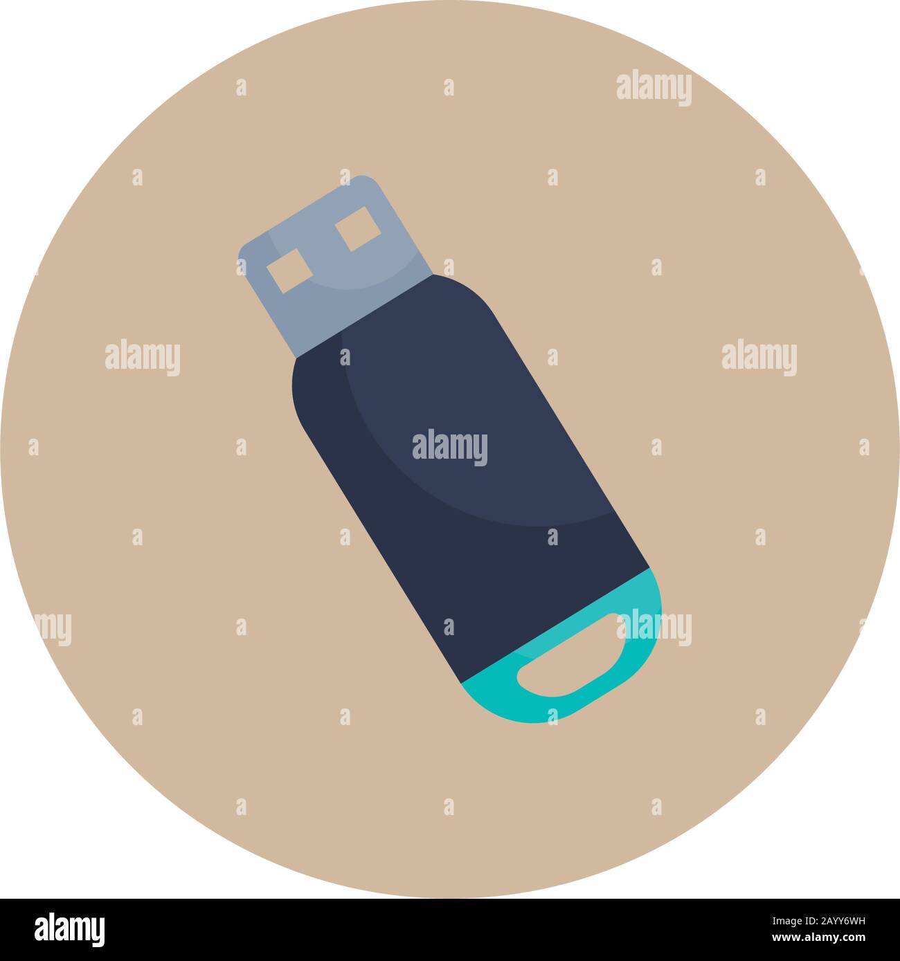 Usb flat block style icon design, Technology equipment hardware data information digital office ...