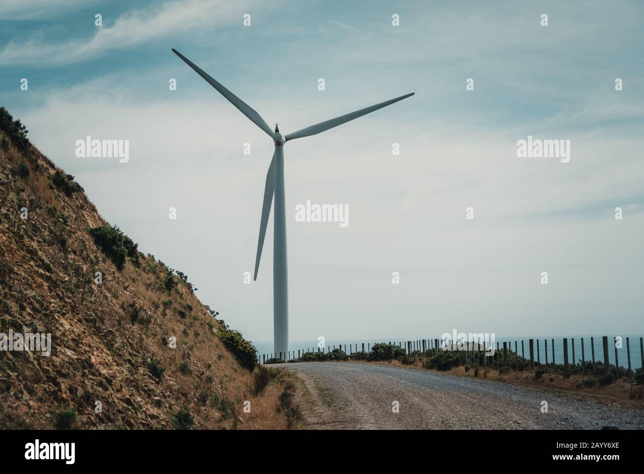 Landscape With Wind Turbine farm in Wellington, New Zealand Stock Photo ...