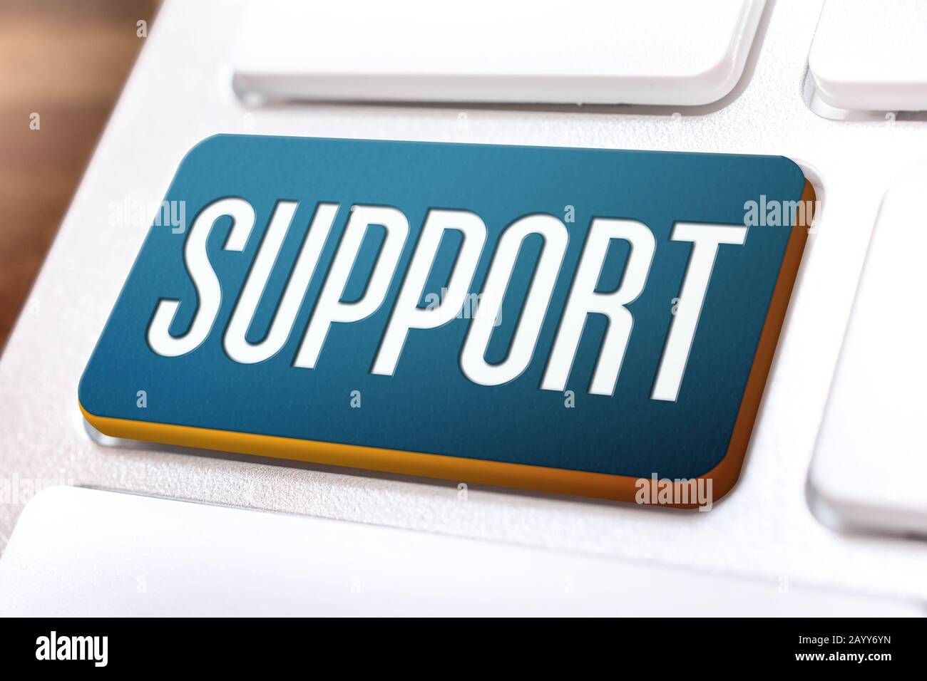 Blue Support Button On A White Keyboard, Need Help Concept Stock Photo ...