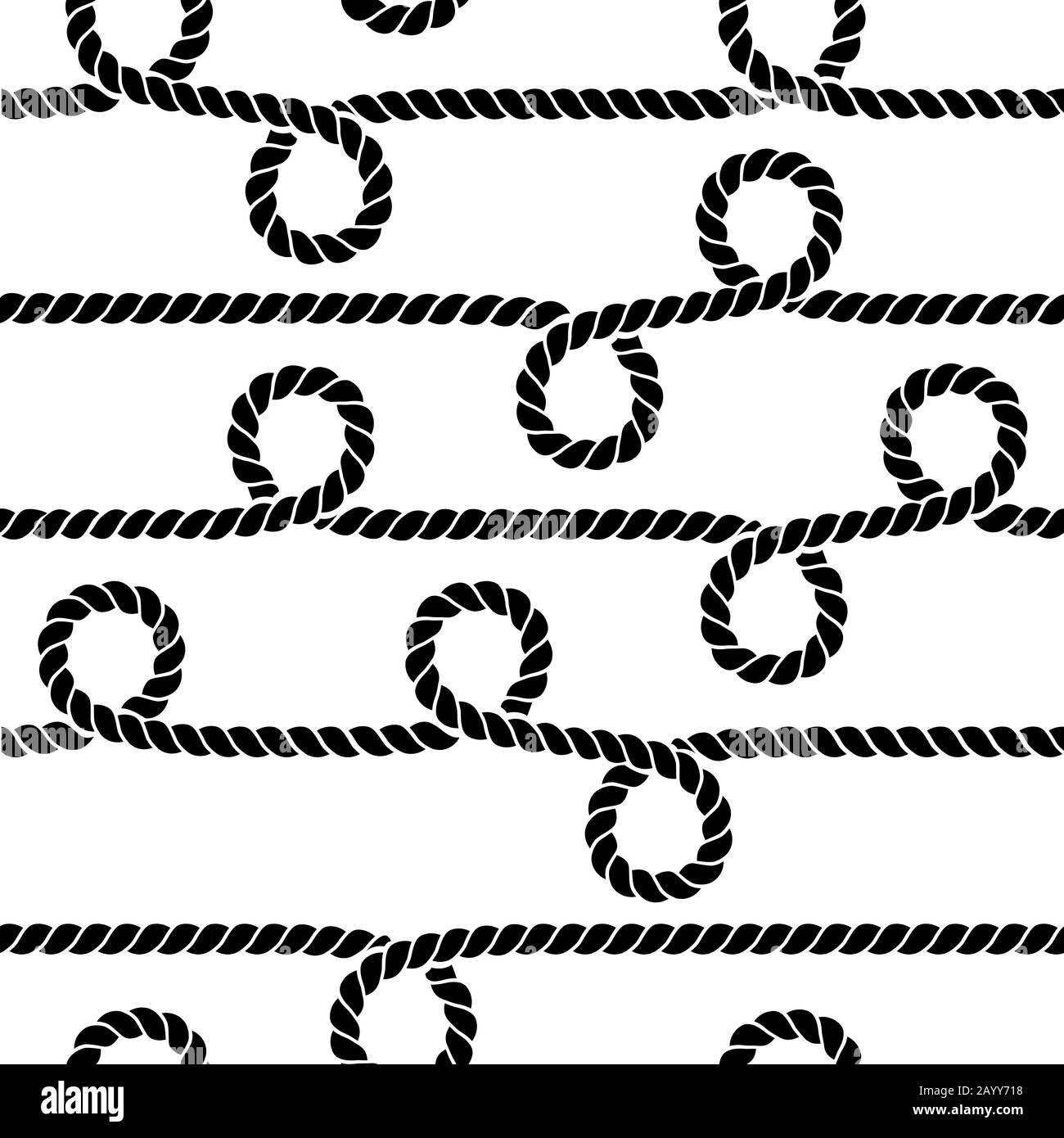 Marine folded ropes seamless pattern background. Braided and cord ...