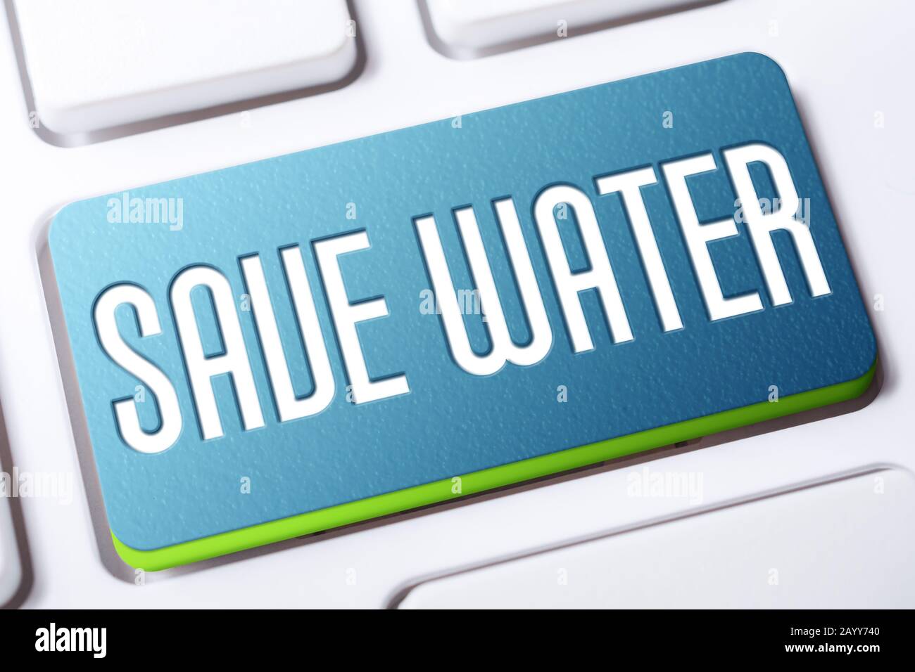 Blue Save Water Button On A White Keyboard, Climate Change Concept ...