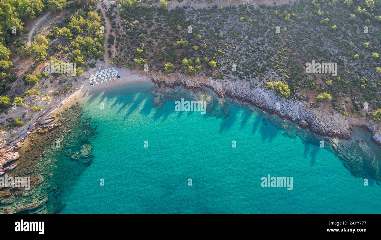 aerial view of Notos beach. Thassos island, Greece Stock Photo - Alamy