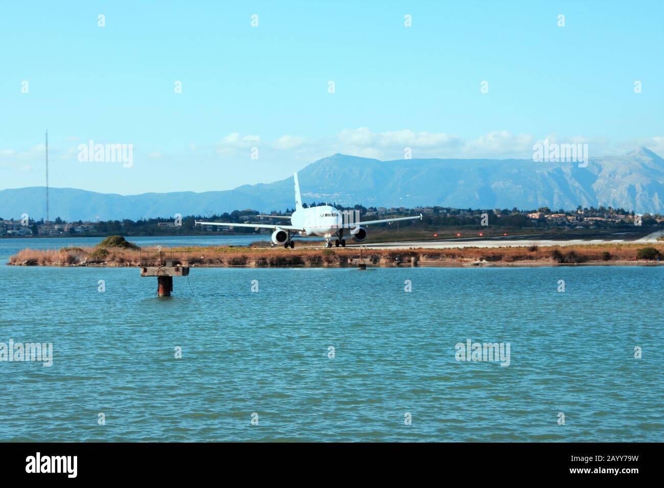 Airplane in taking off preparation Stock Photo - Alamy