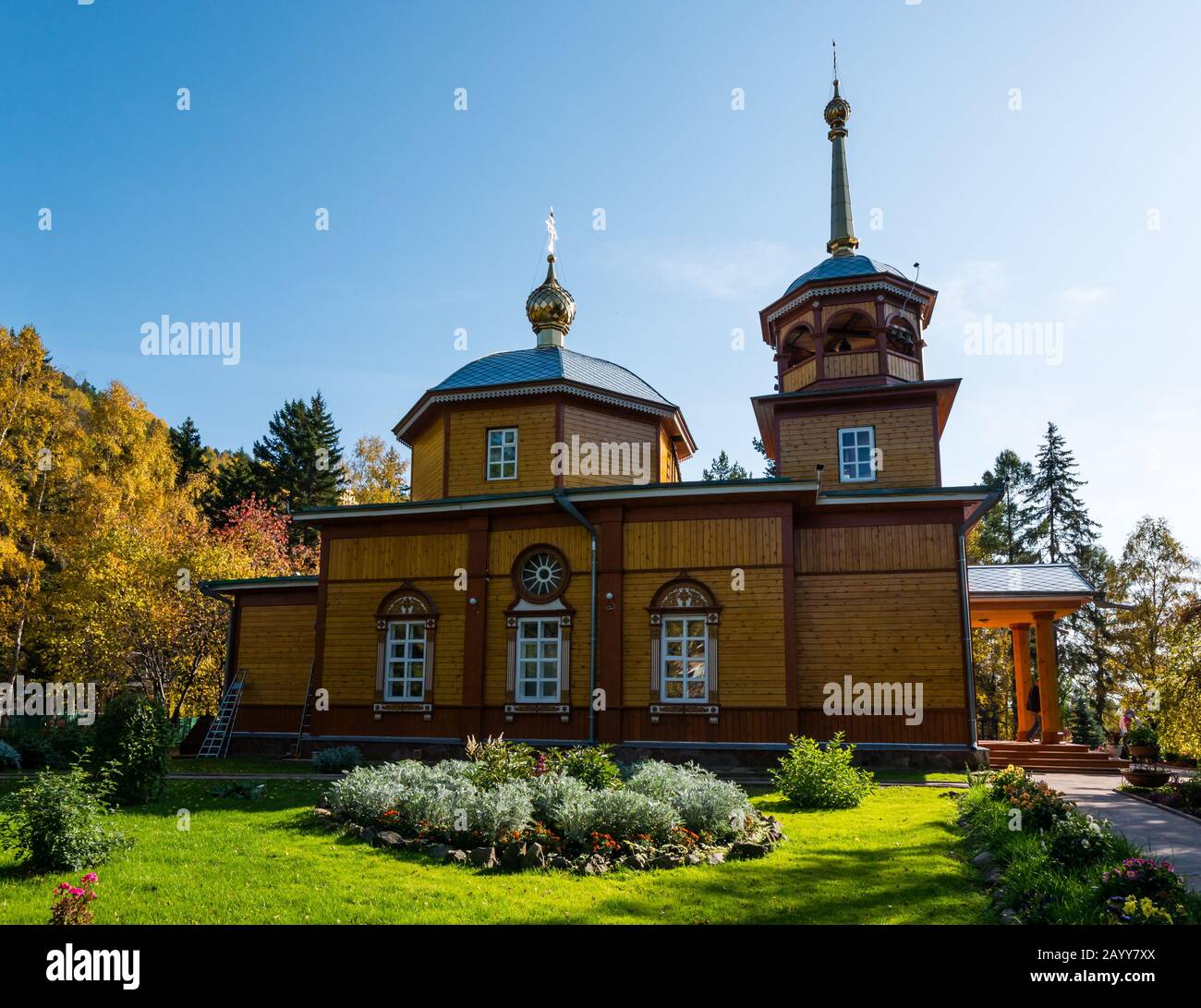 Traditional Russian Orthodox wooden St Nicholas Church, Listvyanak ...