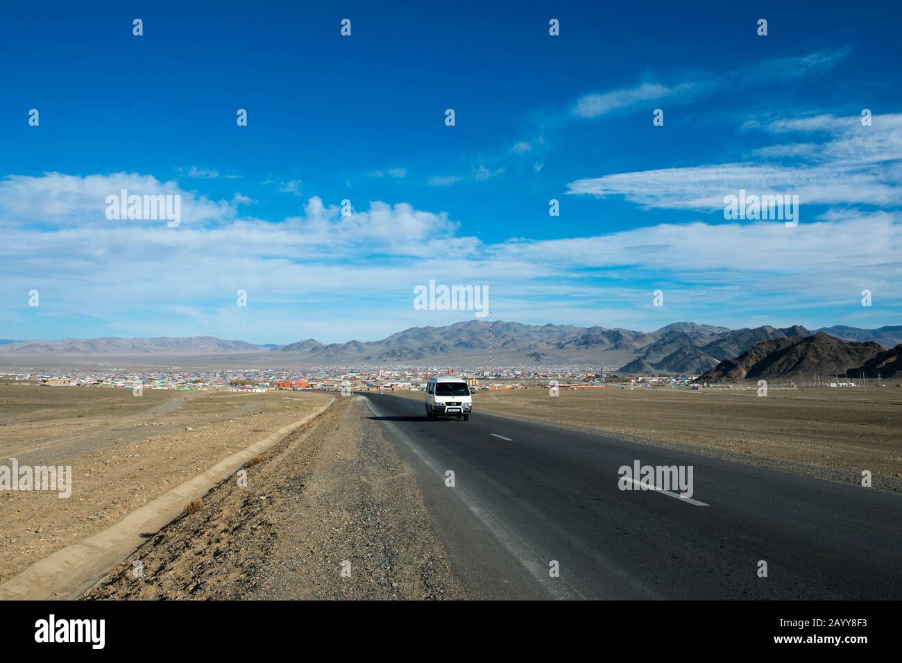 View of the city of Ulgii (Ölgii) in western Mongolia from a hill Stock ...