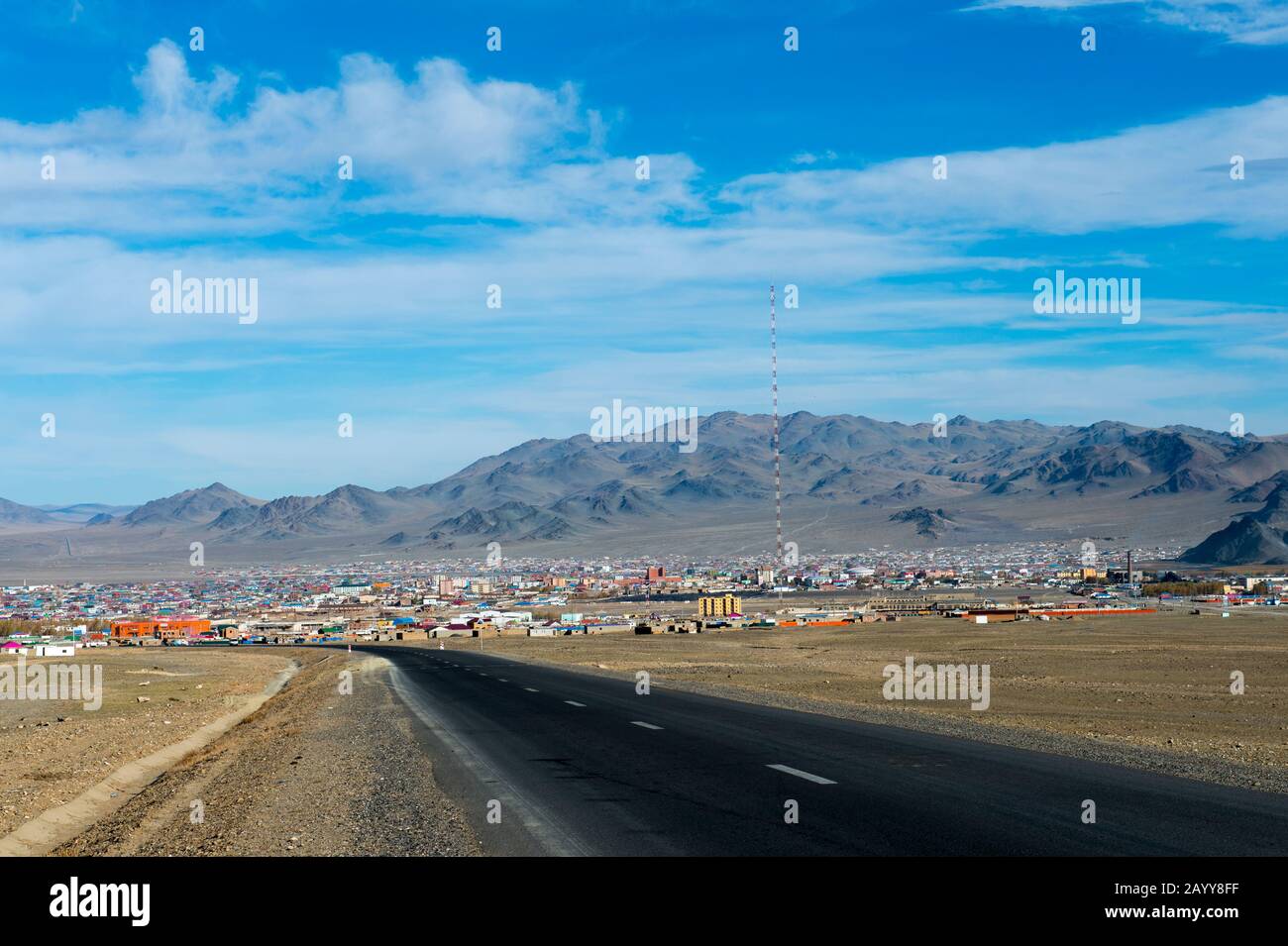 View of the city of Ulgii (Ölgii) in western Mongolia from a hill Stock ...