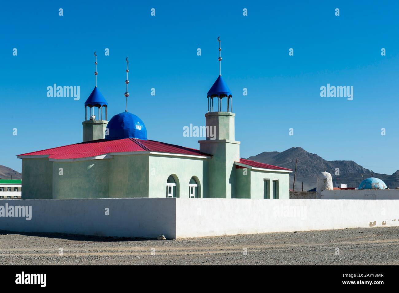 A mosque at the outskirts of the city of Ulgii (Ölgii) in the Bayan ...