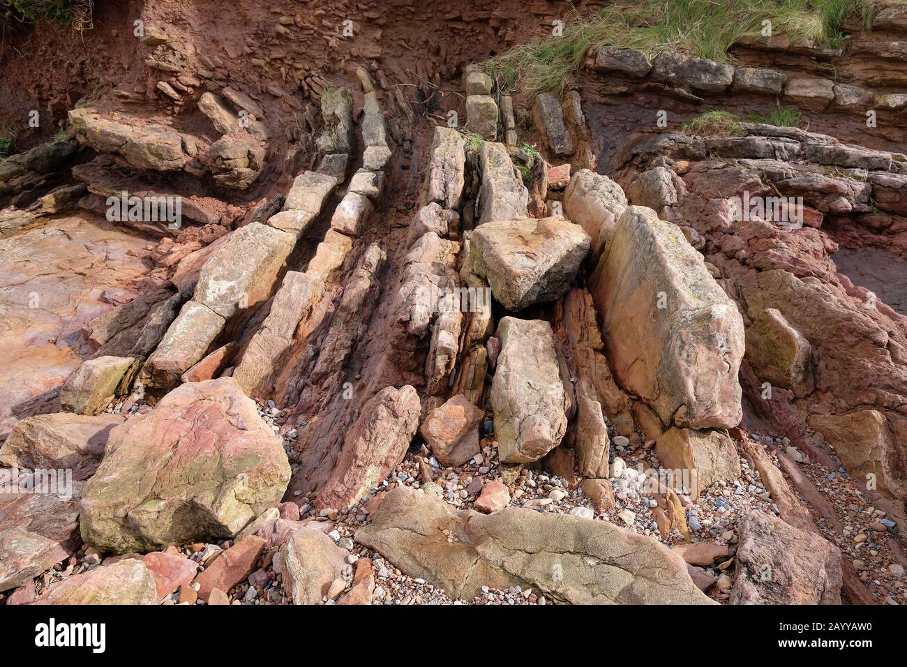 February 2020 - Rock formations on the beach at Portishead, North ...