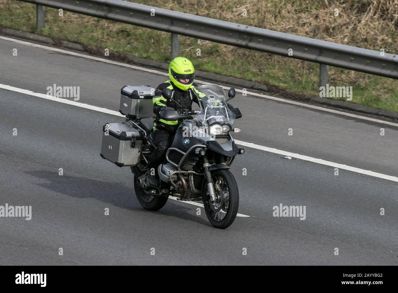BMW R1200 motorcycle; Bike on the M6 motorway Manchester, UK Stock ...