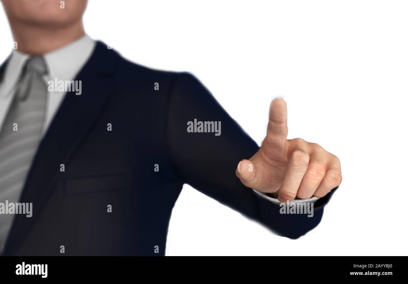 pushing with finger pushing concept 3d illustration Stock Photo - Alamy
