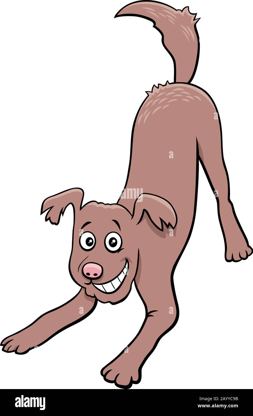 Cartoon Illustration of Happy Playful Dog Comic Animal Character Stock ...