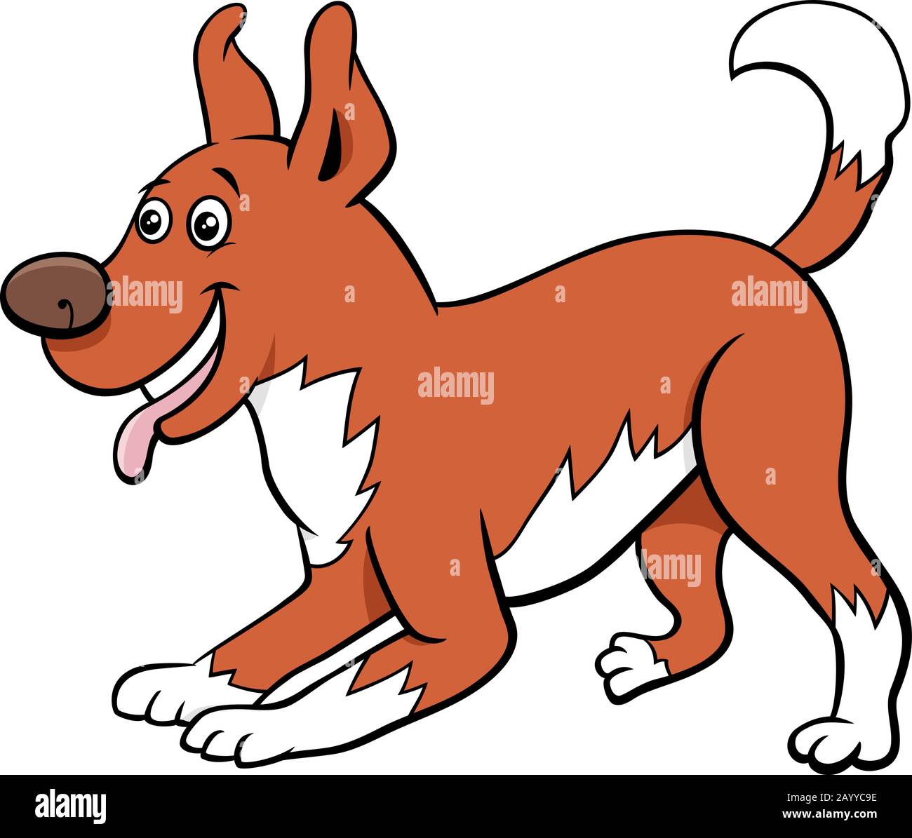 Cartoon Illustration of Funny Playful Dog Comic Animal Character Stock ...