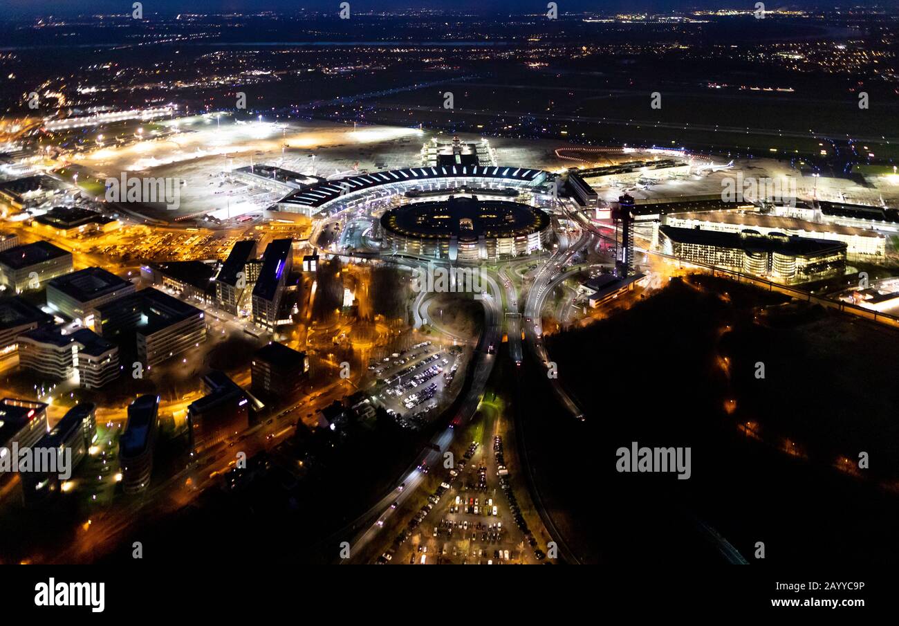 Aerial photo, Düsseldorf Airport, Airport Düsseldorf EDDL, runway ...