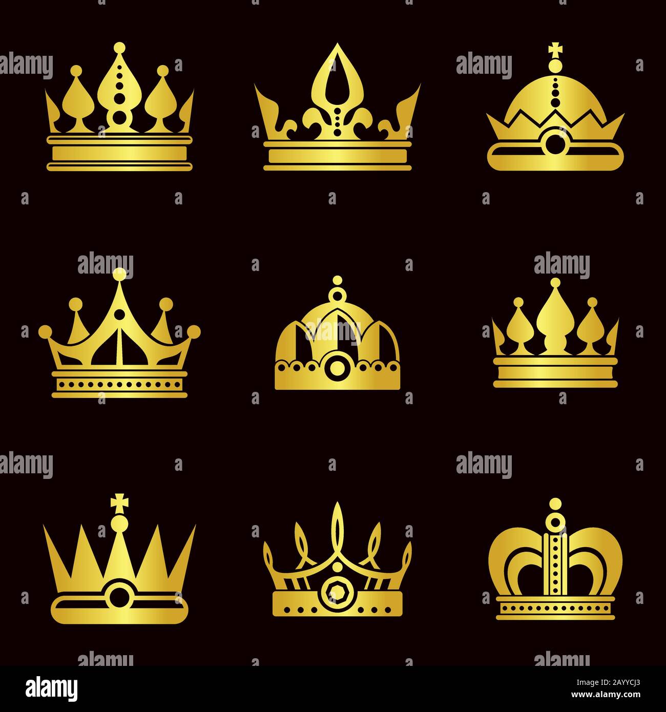 Golden crown icon hi-res stock photography and images - Alamy