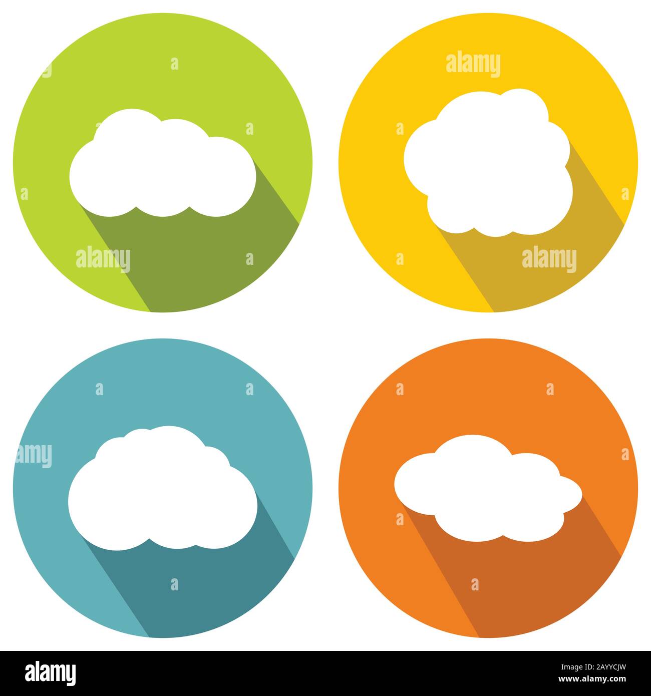 Cloud flat icons on color background with long shadow. Communication ...