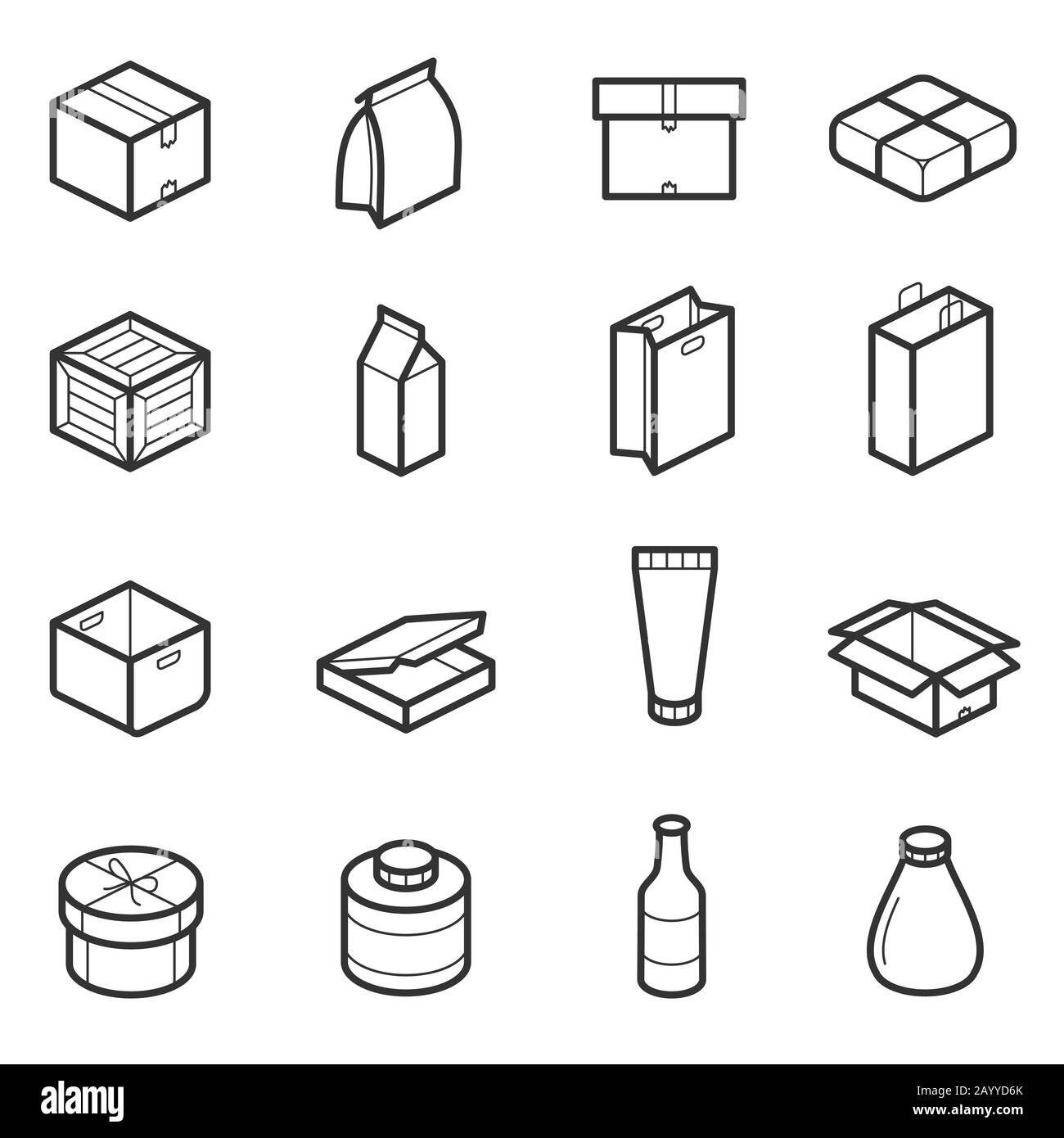Packaging outline vector icons. Cargo goods and delivery, icon ...