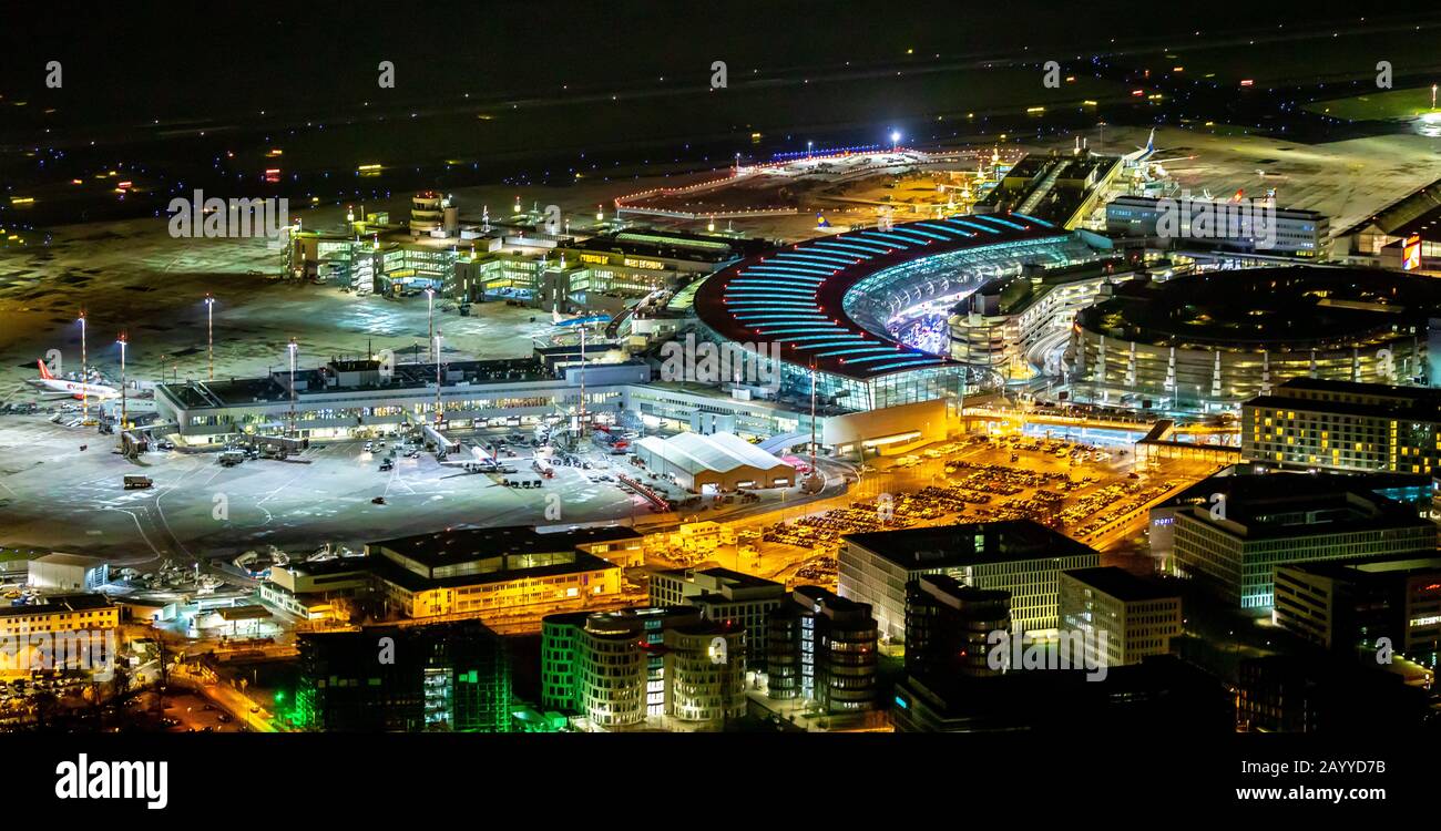 Aerial photo, Düsseldorf Airport, Airport Düsseldorf EDDL, runway ...