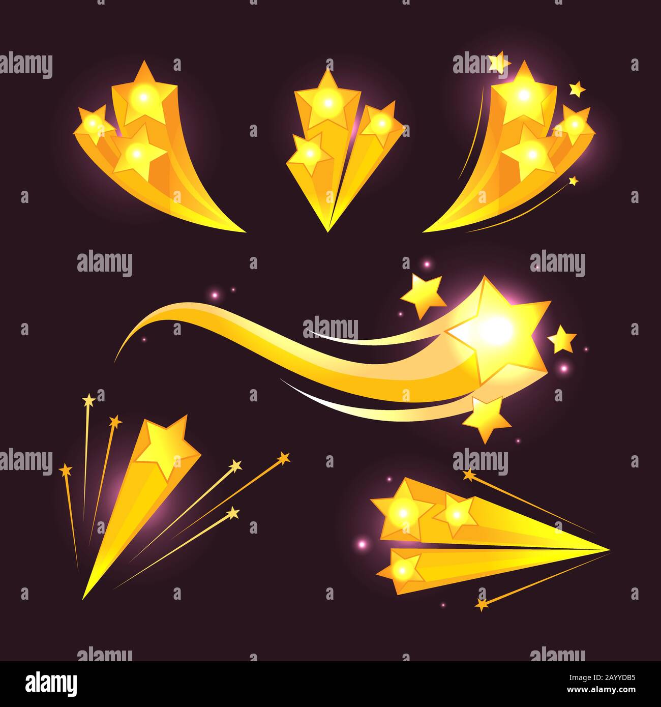 Stars burst cartoon vector elements vector on dark background. Group of ...
