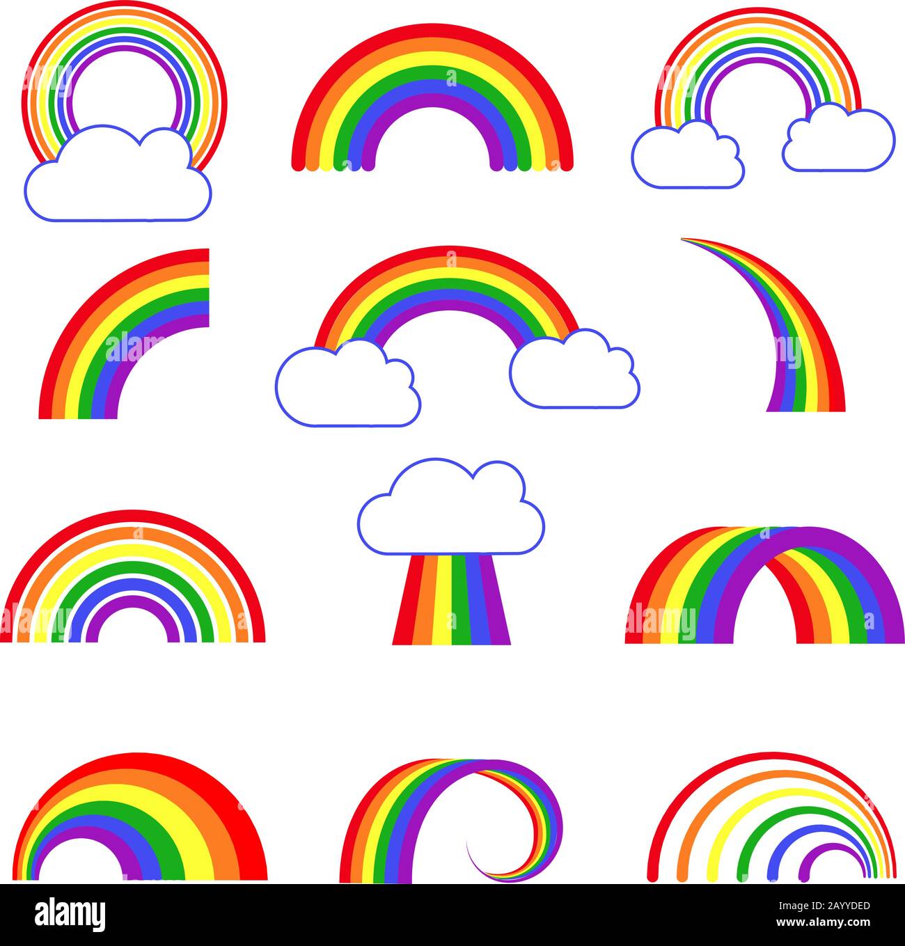 Rainbow vector icons. Arch multi colored rainbow, illustration of ...
