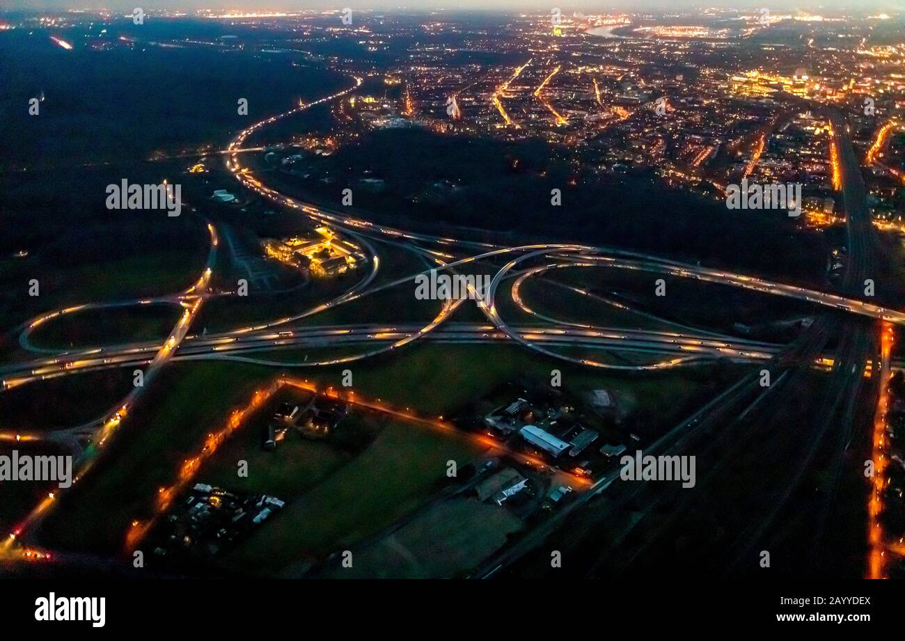 Aerial photo, spaghetti node, motorway junction Duisburg Kaiserberg ...