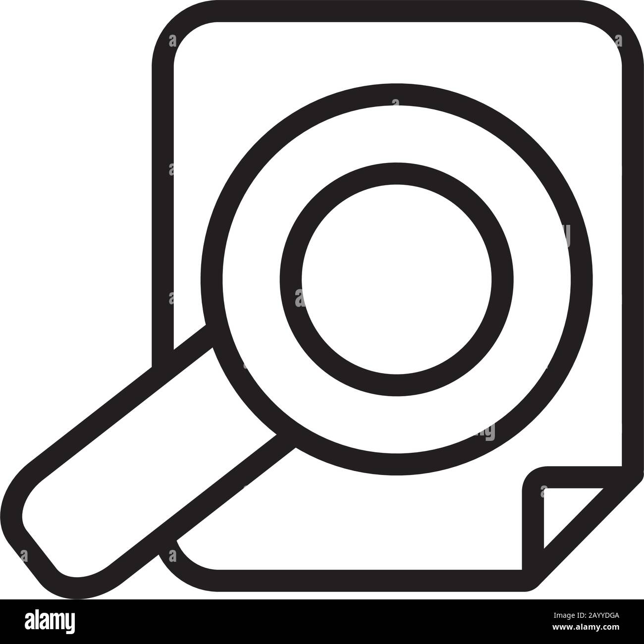 Lupe inside document line style icon design, Social media multimedia communication digital ...