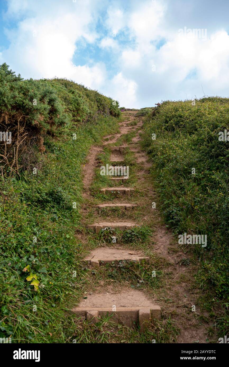 The South West Coast Path leading up a steep incline on Western Hill ...