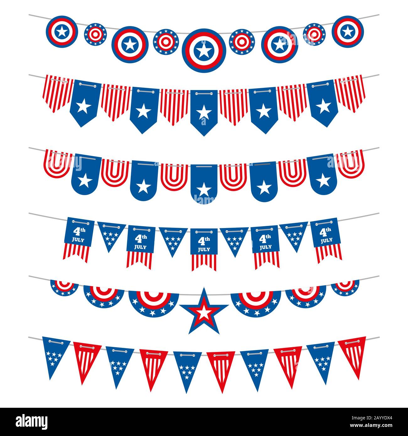 Patriotic Bunting American Flags Garlands For Usa Independence Day 4th