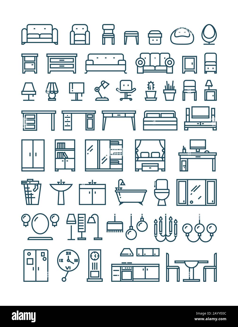 Simple furniture outline vector Cut Out Stock Images & Pictures - Alamy