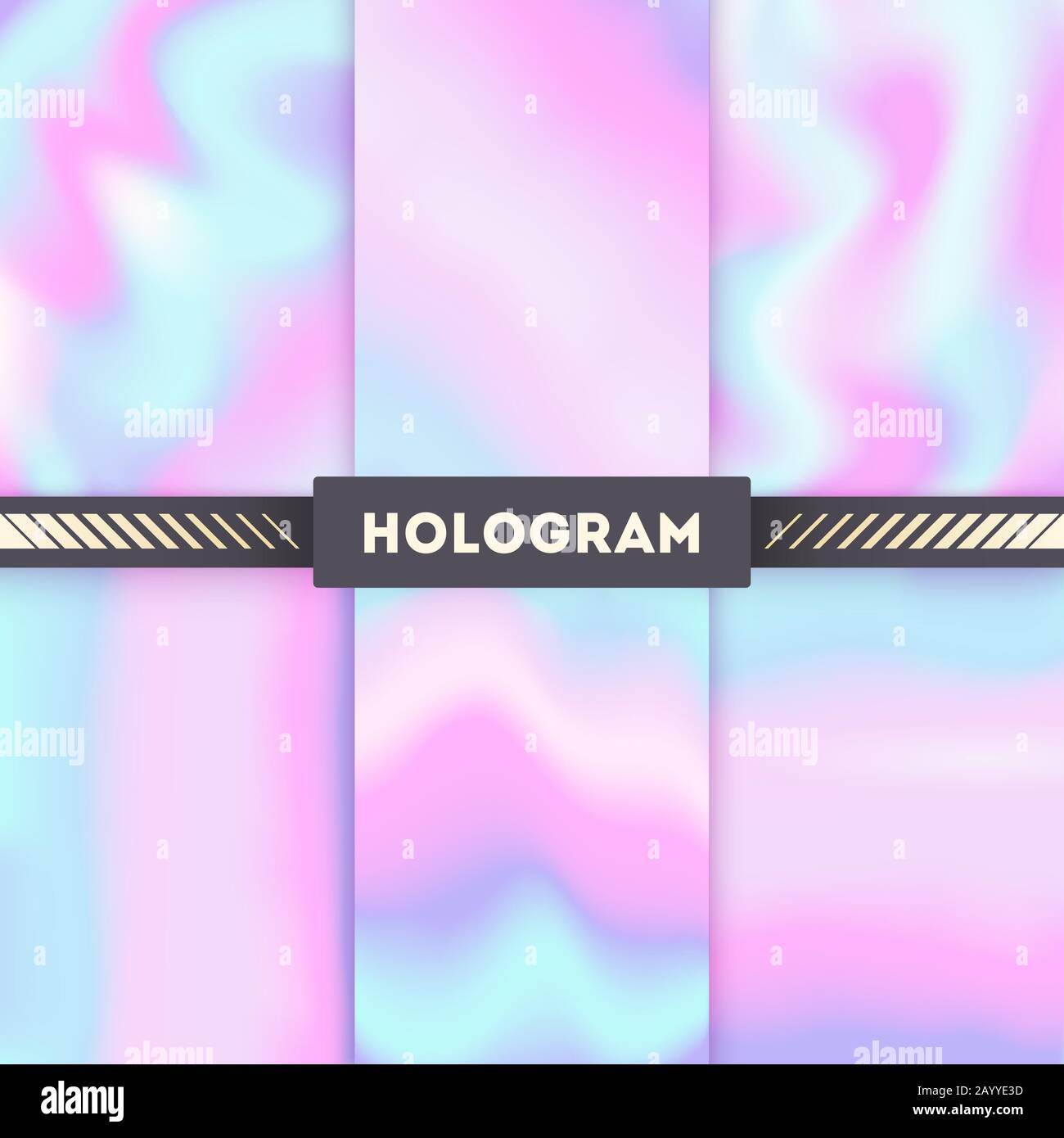 Rainbow colored hologram vector background set. Colored hologram ...