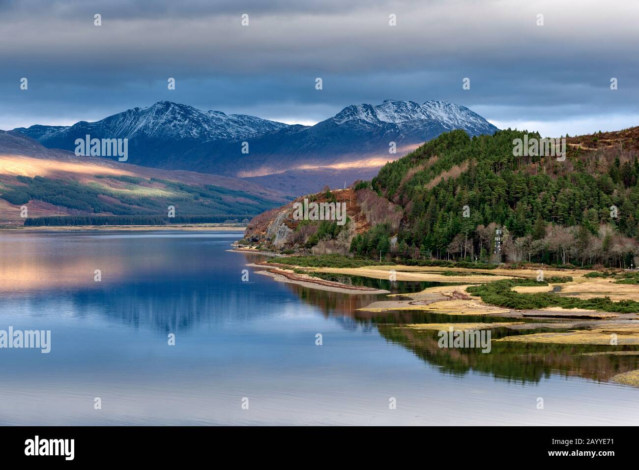 The peaks of Sgorr Ruadh and Fuar Tholl over Loch Carron, Ross and ...