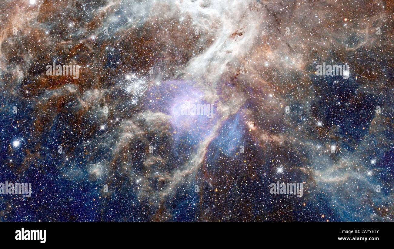 Astronomical scientific background, nebula and stars in deep space ...