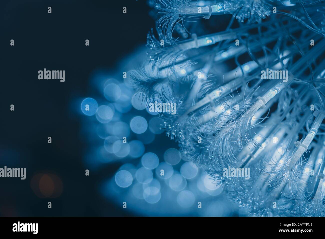 Bundle of optical fibers with lights ; background or textures Stock ...