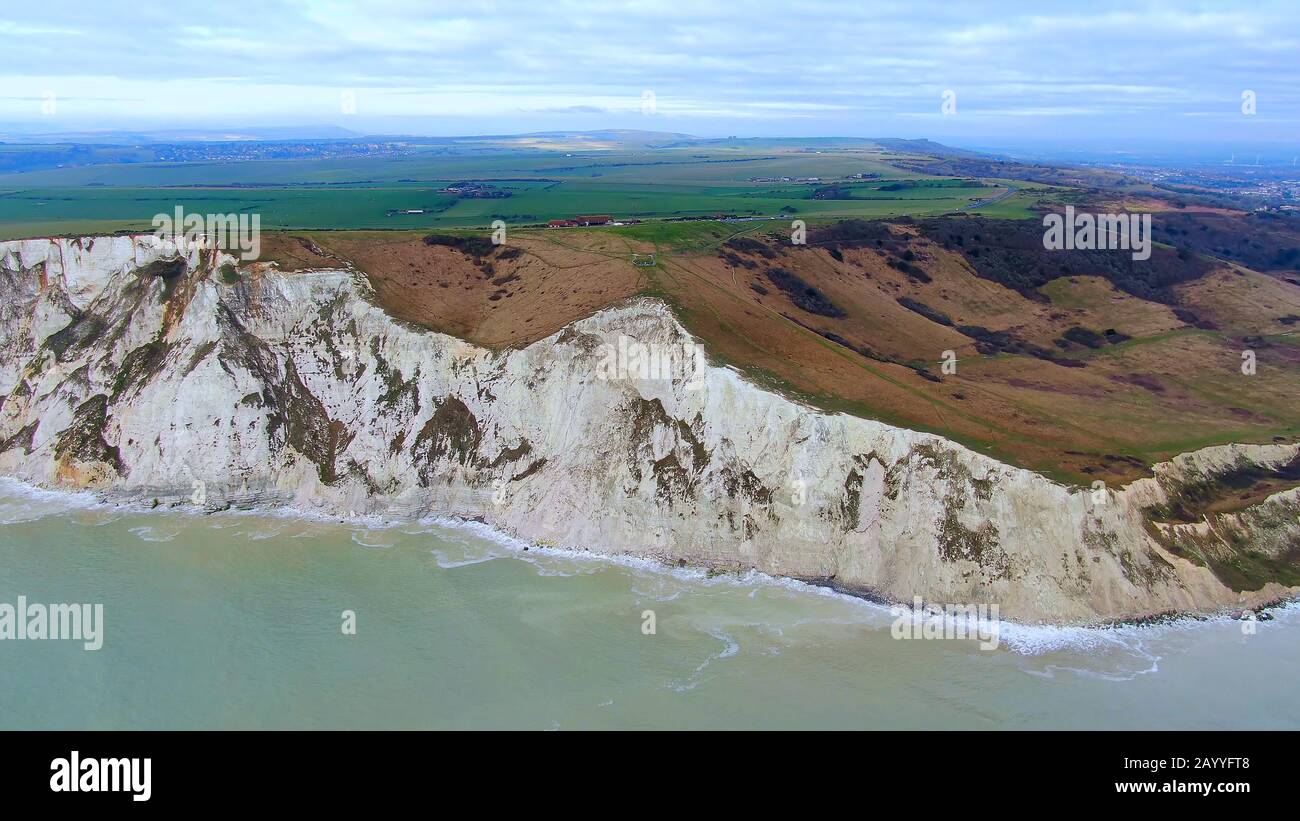 White cliffs at the English coast - aerial view Stock Photo - Alamy