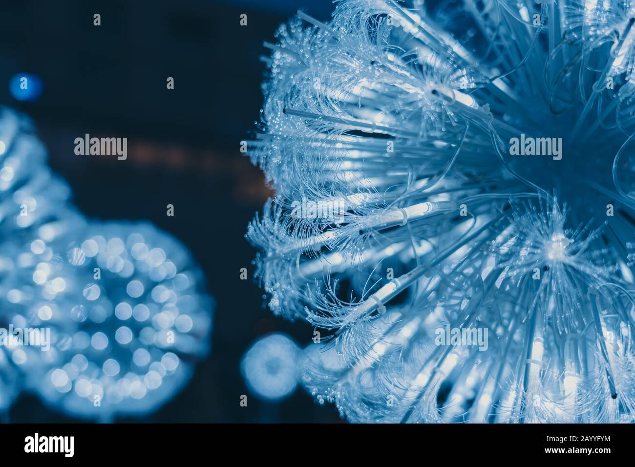 Bundle of optical fibers with lights ; background or textures Stock ...
