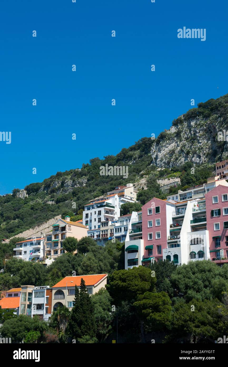 House built on the side of the Rock of Gibraltar, which is a British ...