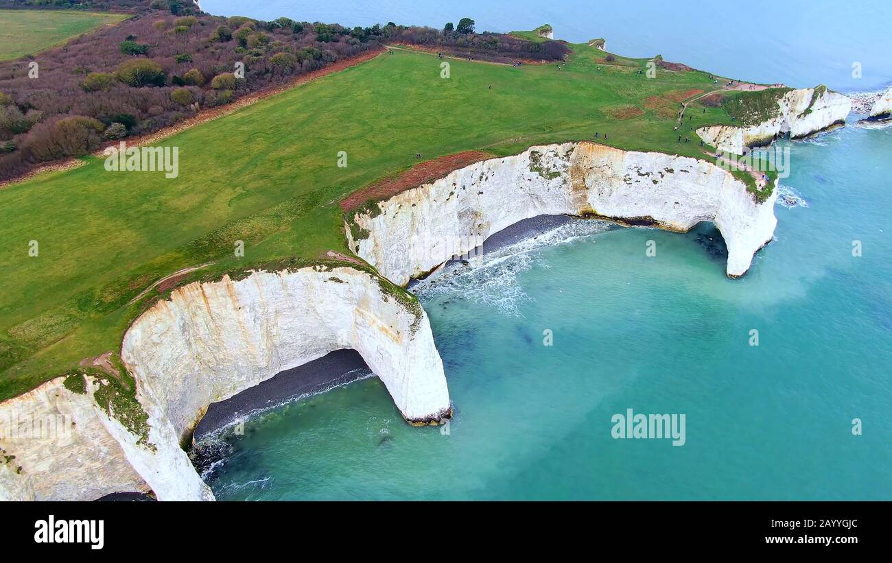 Old harry rocks aerial hi-res stock photography and images - Alamy
