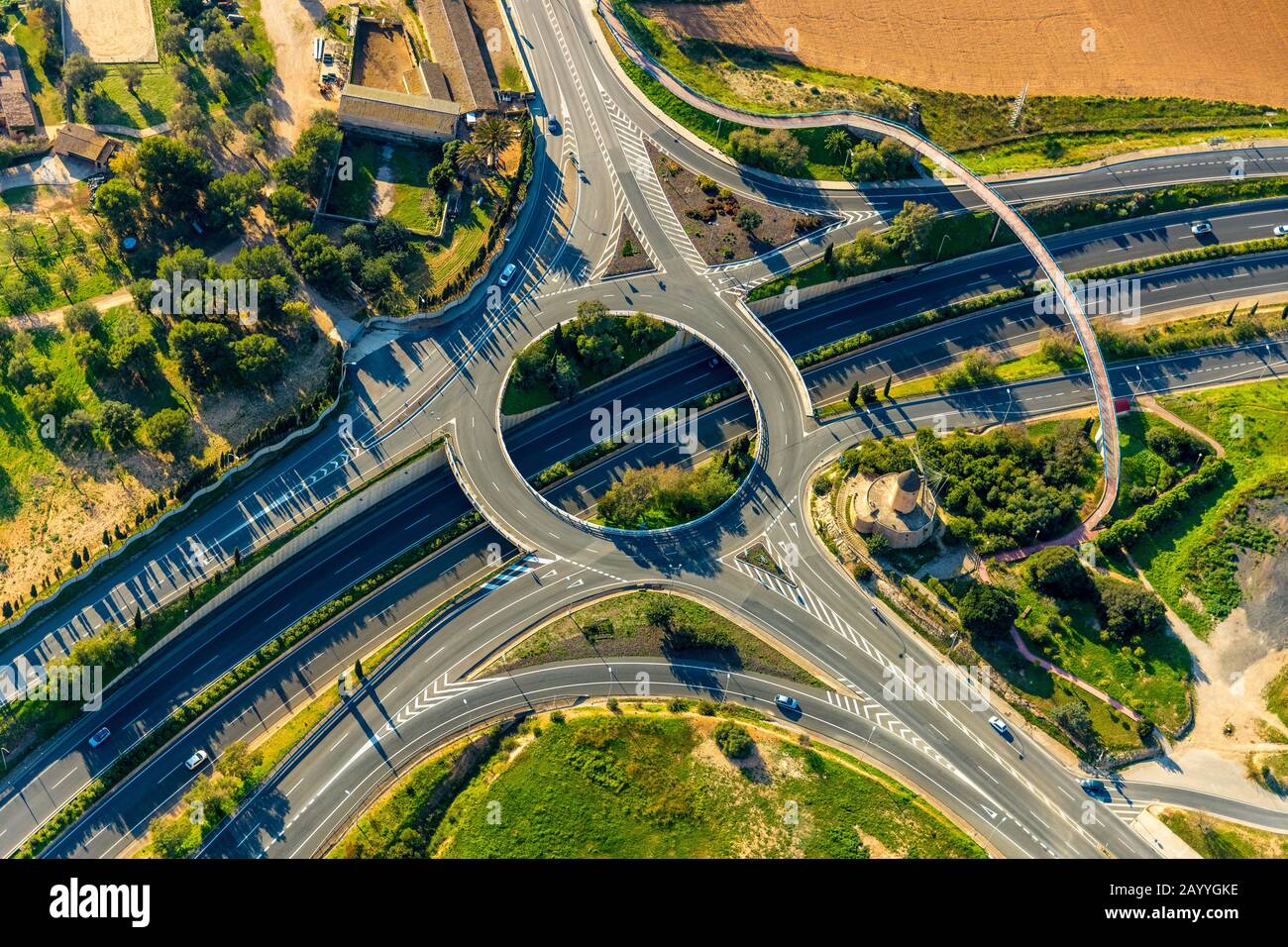 Aerial view, motorway Ma-1, motorway junction, Santa Ponsa, Calvià ...