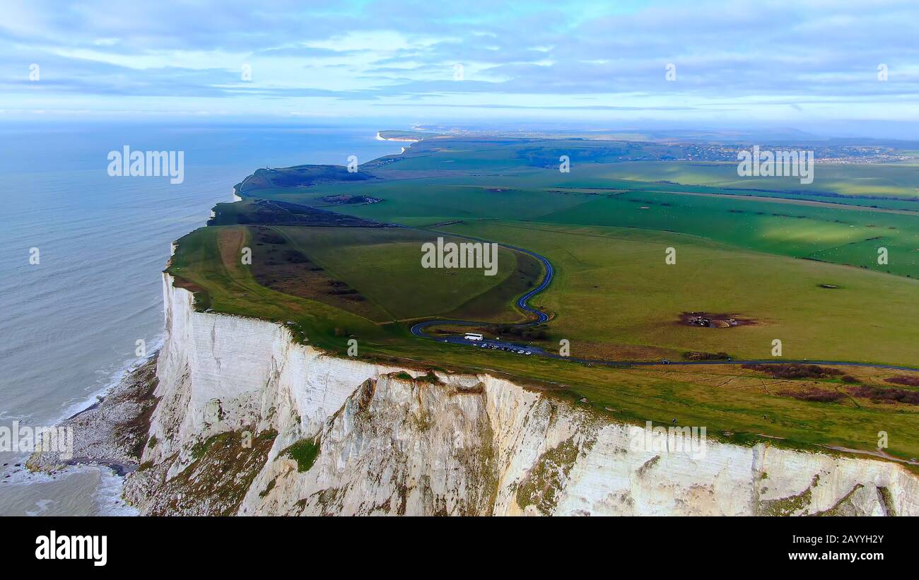 White cliffs at the English coast - aerial view Stock Photo - Alamy