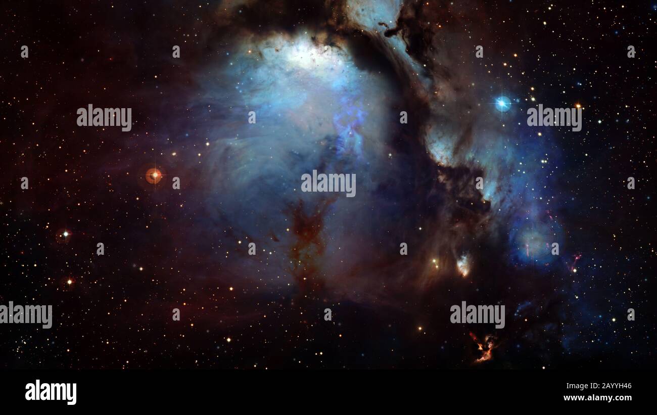 Astronomical scientific background, nebula and stars in deep space ...