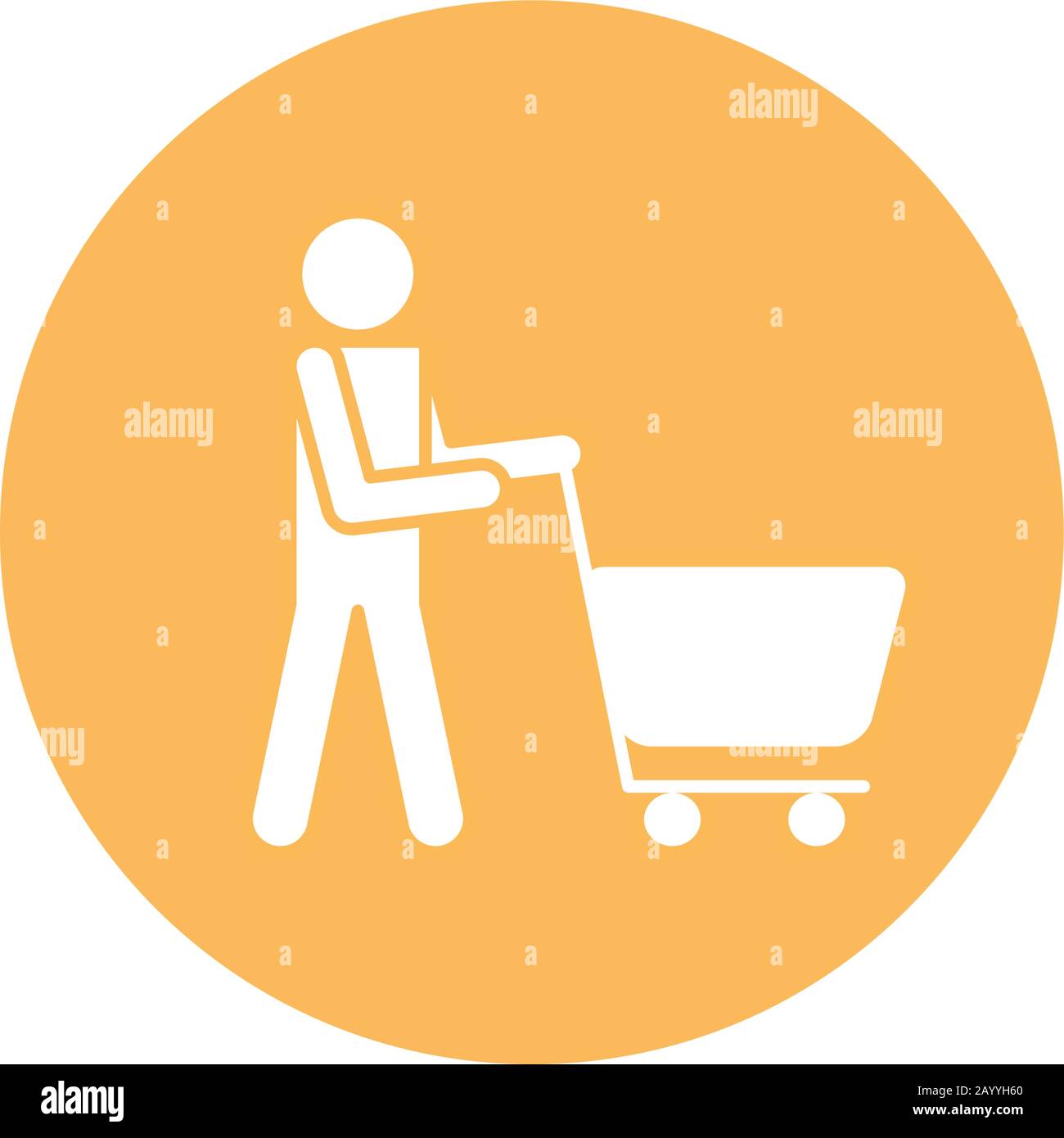 Avatar and shopping cart block silhouette style icon design of Person ...