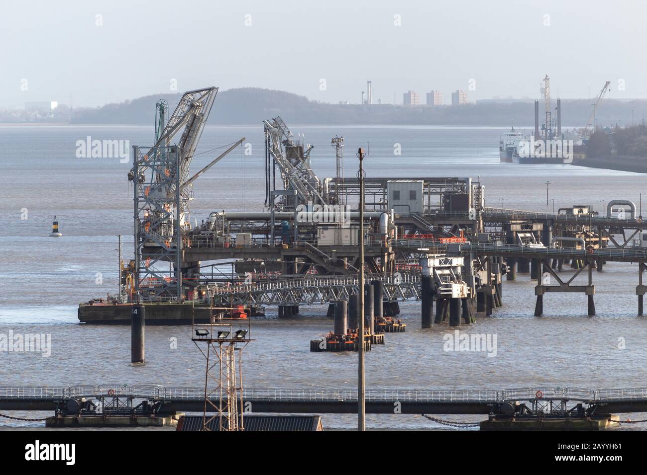 Tranmere Oil Terminal floating stages, used to unload oil from tankers ...