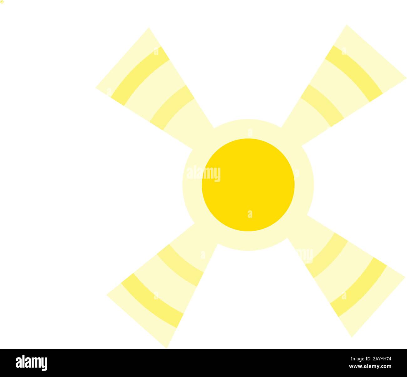 Yellow Stylized Sun with rays. Stock Vector illustration isolated on ...
