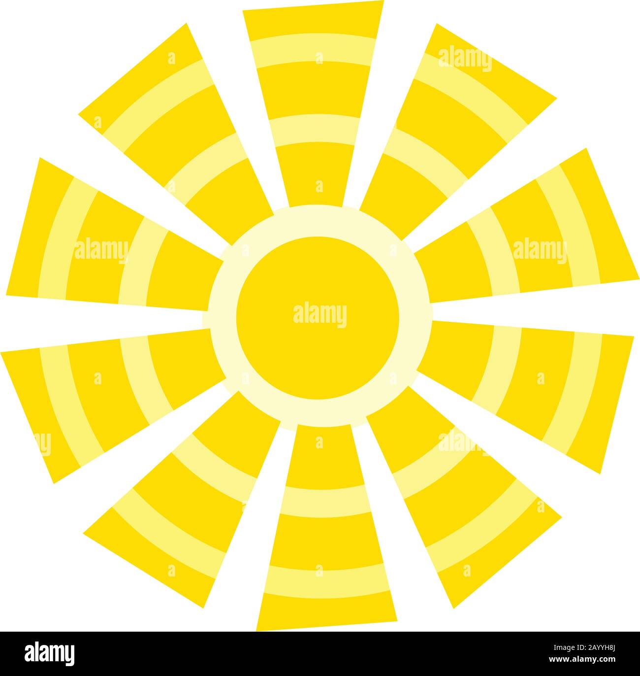 Yellow Stylized Sun with rays. Stock Vector illustration isolated on ...
