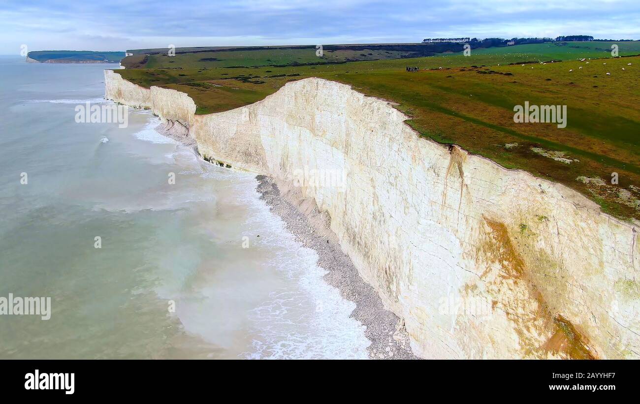 White cliffs at the English coast - aerial view Stock Photo - Alamy