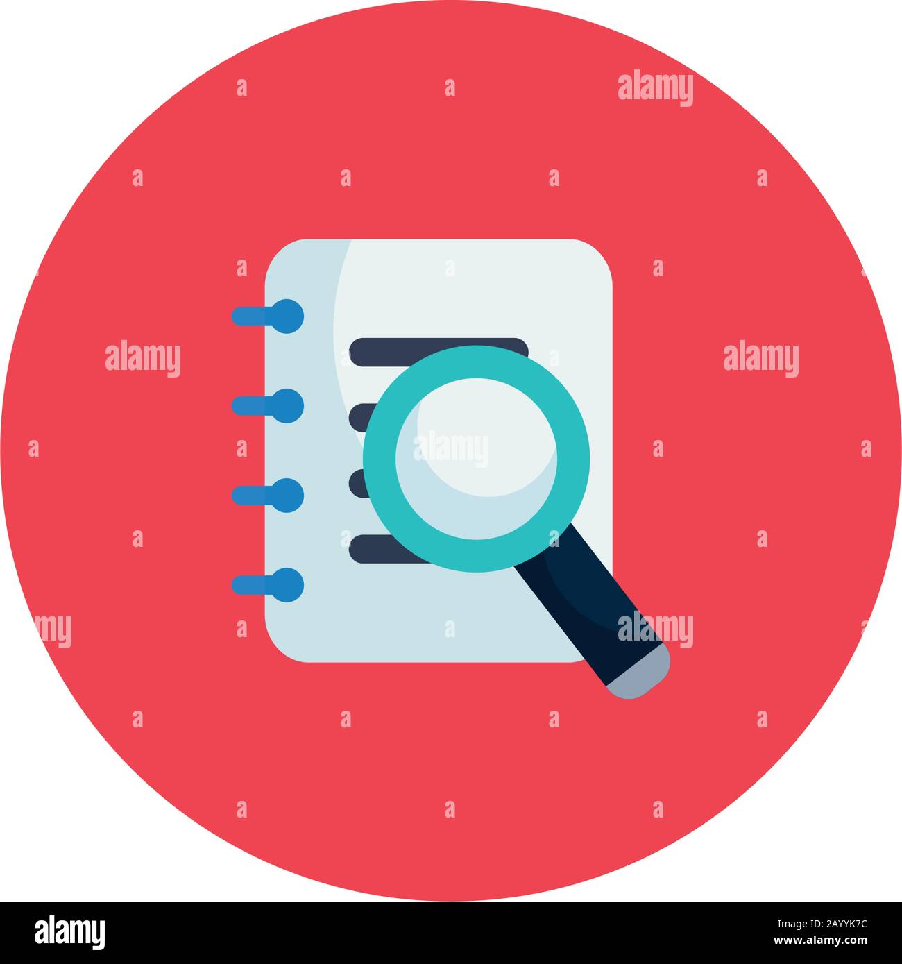 Document and lupe flat block style icon design, Data archive storage organize business office ...