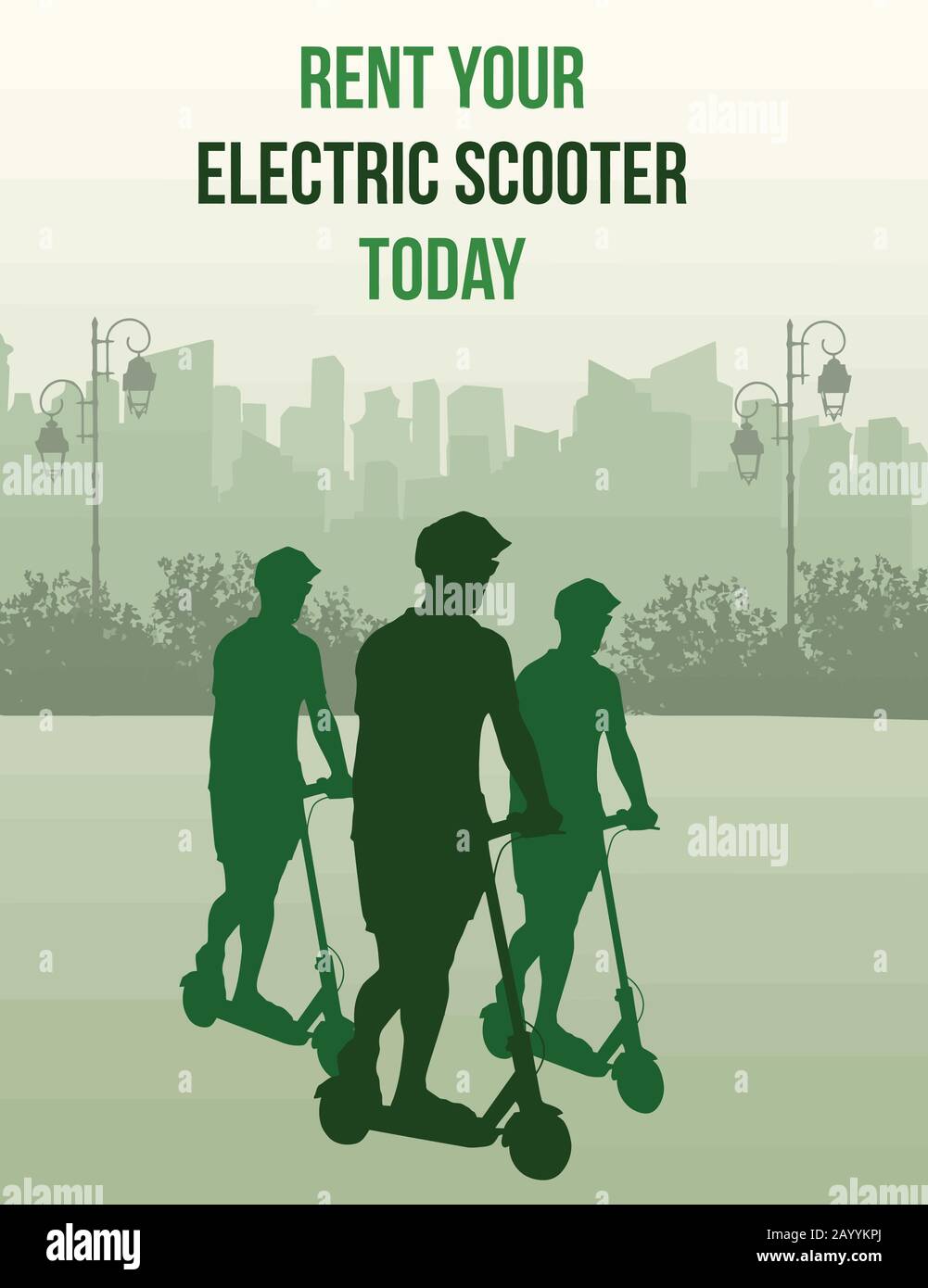 Rent your electric scooter. Poster for electric scooter rentals, vector ...