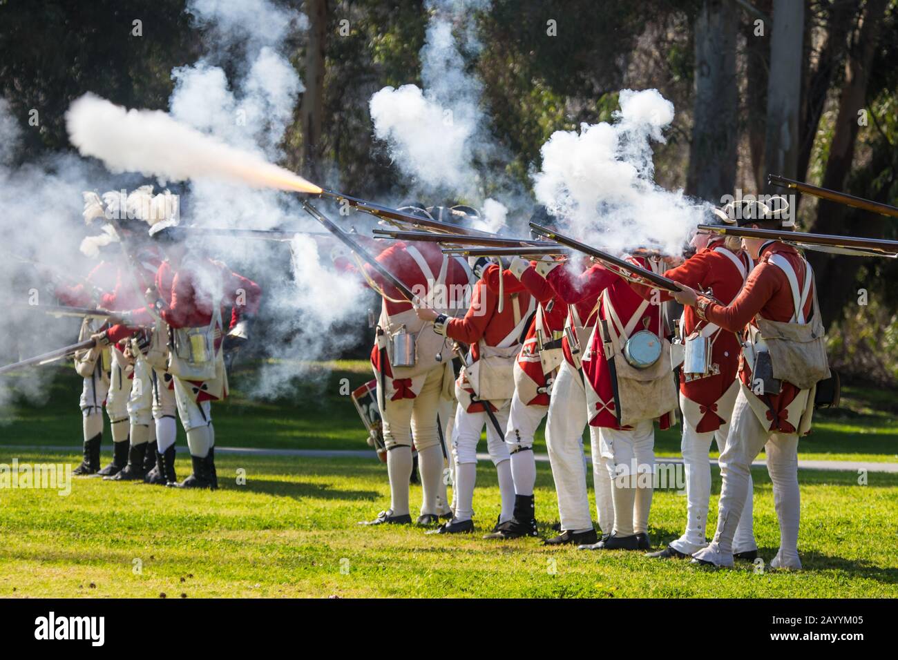 British redcoat soldiers firing muskets hi-res stock photography and ...