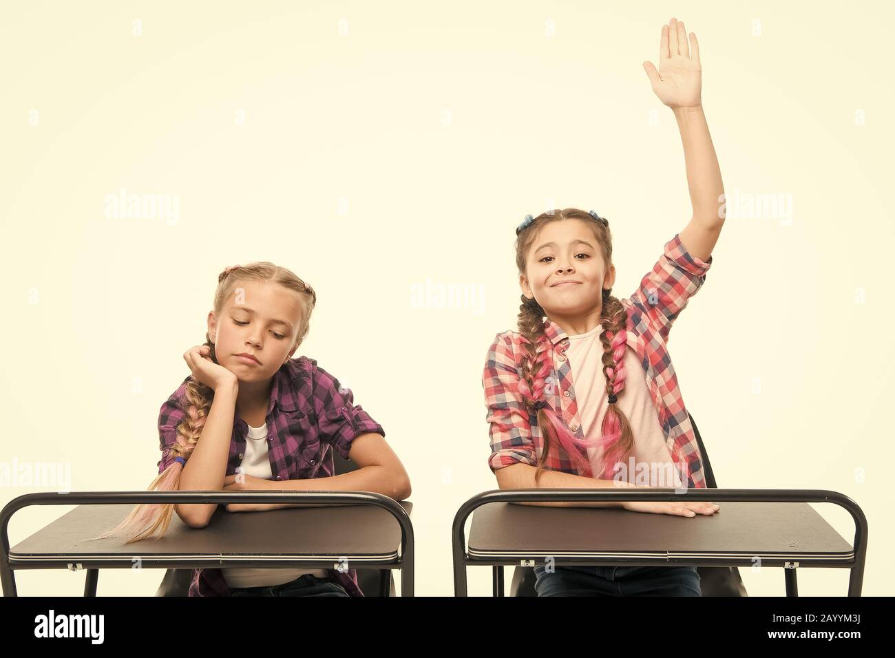 Students classmates sit desk. Back to school. Private school concept ...