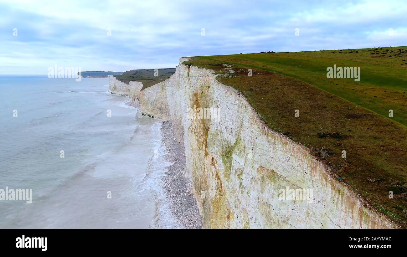 White cliffs at the English coast - aerial view Stock Photo - Alamy
